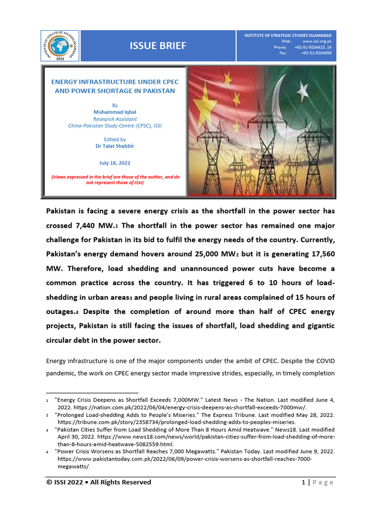 CPEC Energy Projects and Pakistan's Crisis | PDF | Renewable Energy ...