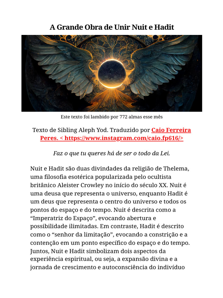 Unindo Nuit e Hadit na Thelema | PDF | Thelema | Universo