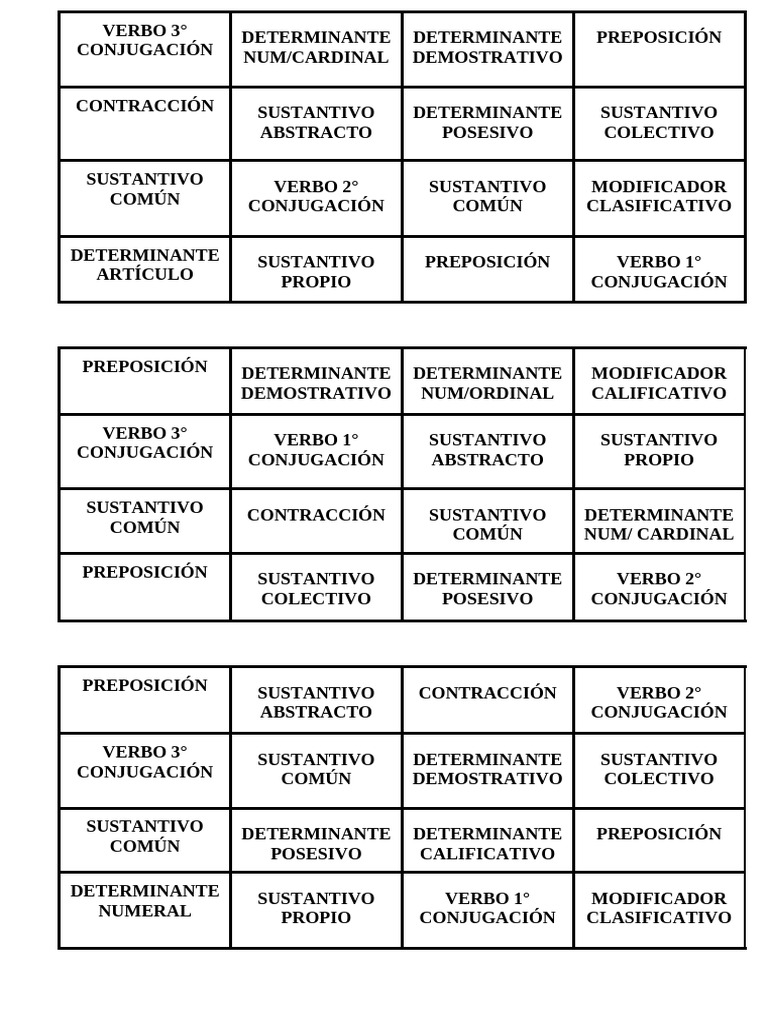 Bingo de Palabras | PDF | Relaciones sintácticas | Mecánica del lenguaje