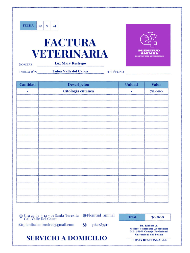 Factura Comercial Simple Con Logo Azul y Blanco | PDF