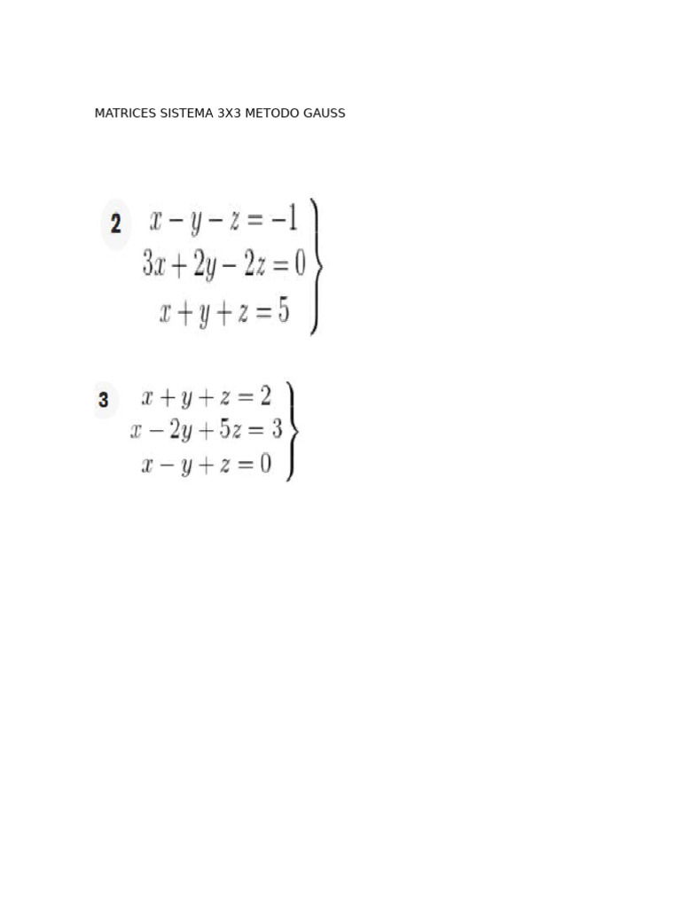 Matrices Sistema 3x3 Metodo Gauss | PDF