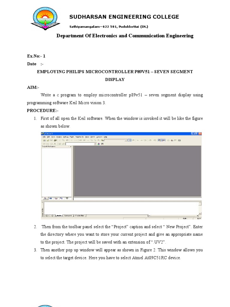 Programming a P89V51 Microcontroller to Control a Seven Segment Display Using Keil Microvision ...