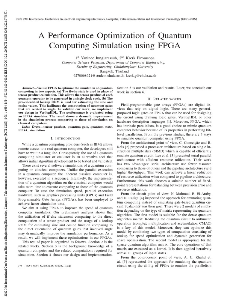 FPGA Optimization for Quantum Simulation | PDF | Quantum Computing ...