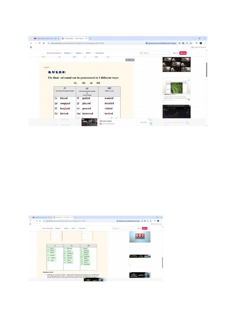 Regular Verbs in The Past Interactive Worksheets | PDF