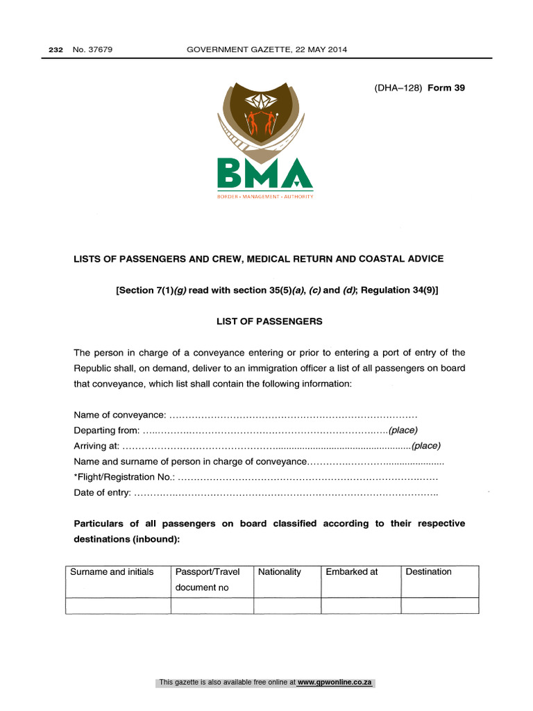 (DHA-128) Form 39 | PDF | Passport | Government And Personhood