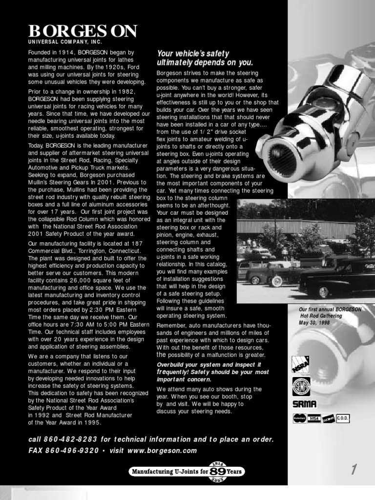 Borgeson Steering Joints | PDF | Steering | Axle