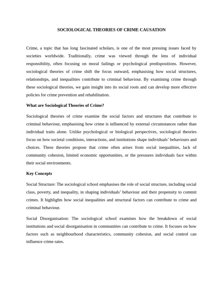 Sociological Theories of Crime Causation | PDF | Crime & Violence | Crimes