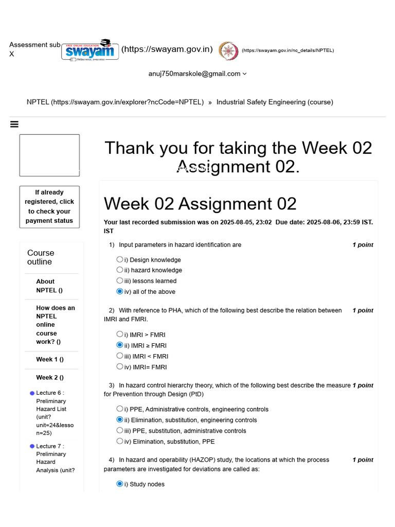 Industrial Safety Engineering Week 2 Assignment | PDF