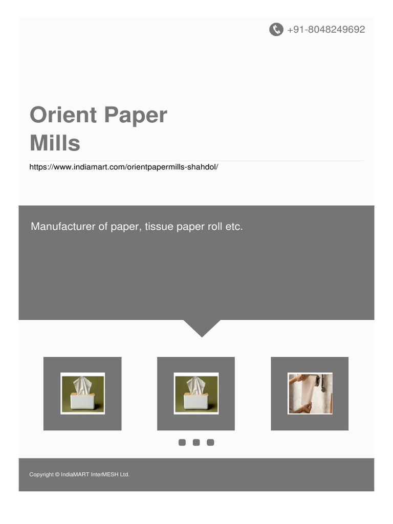 Orient Paper Mills: Tissue & Paper Products | PDF
