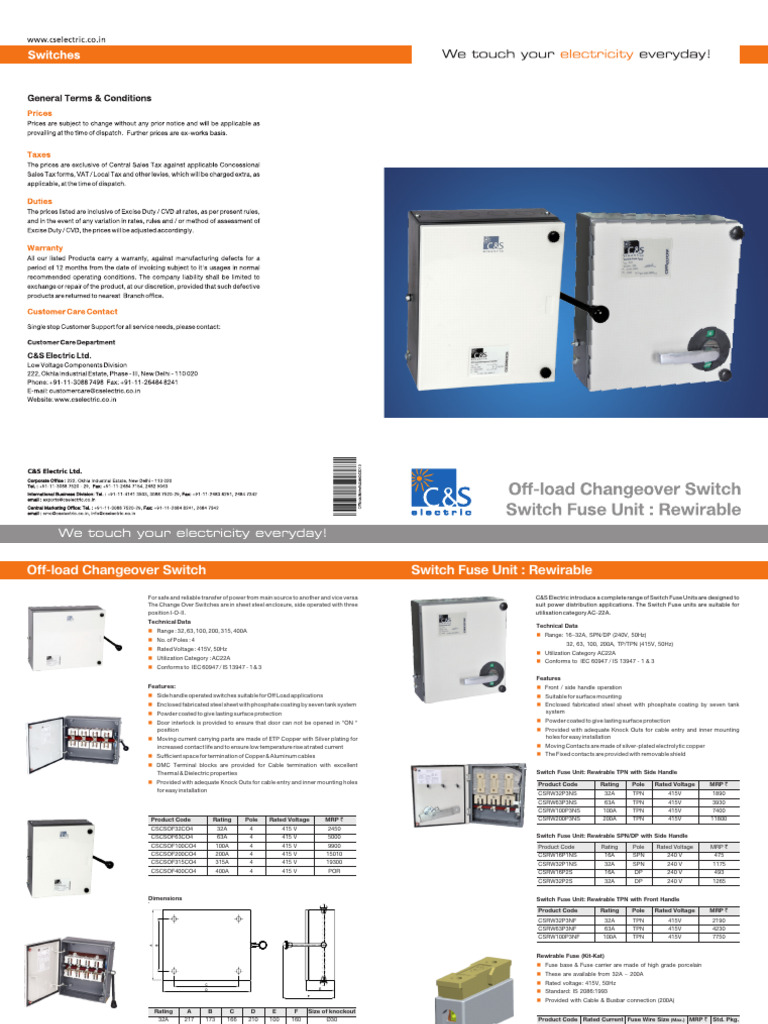 Rewireable and Offload | PDF | Fuse (Electrical) | Switch