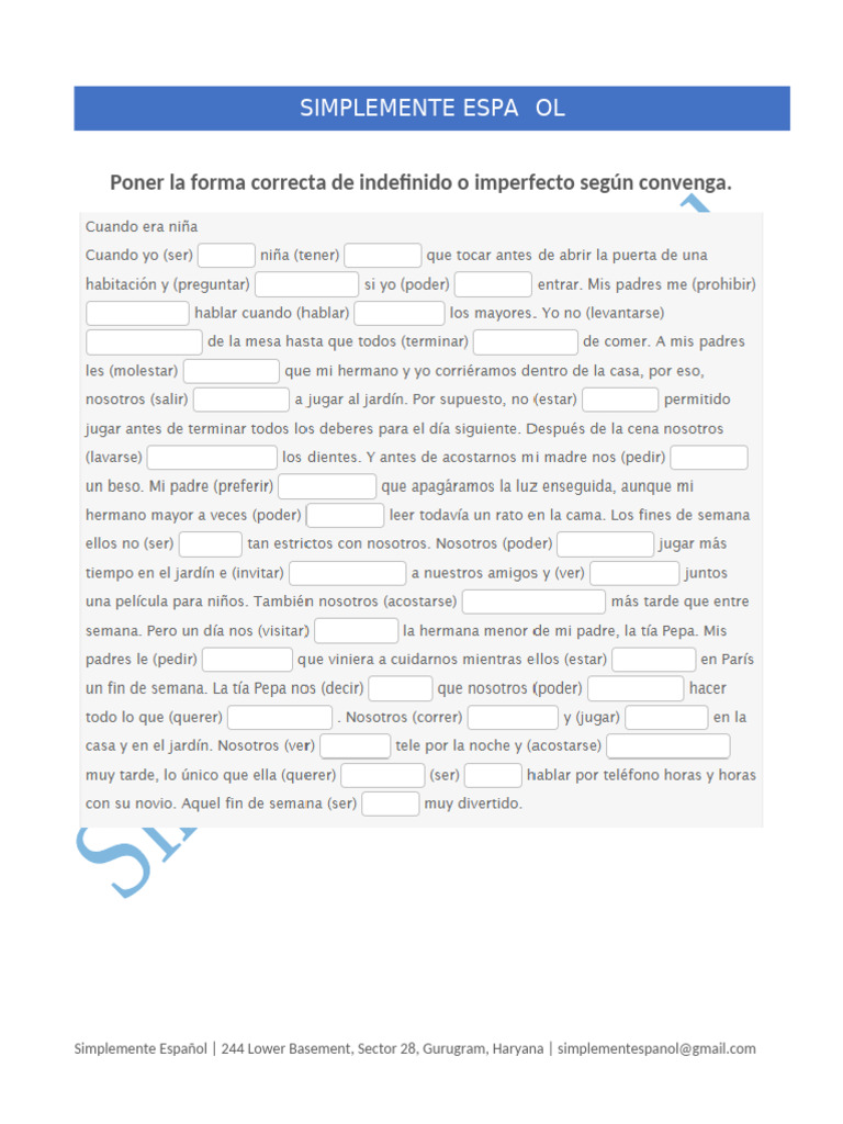 Indefinido y Imperfecto | PDF