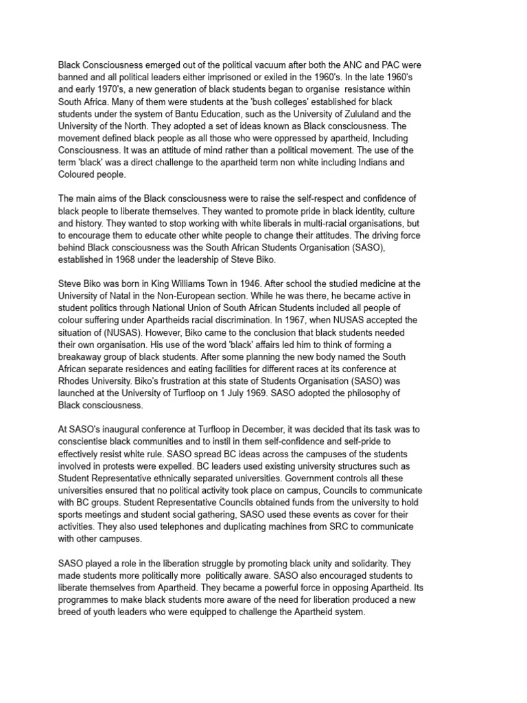 Black Consciousness Movement | PDF | Social Movements | Apartheid