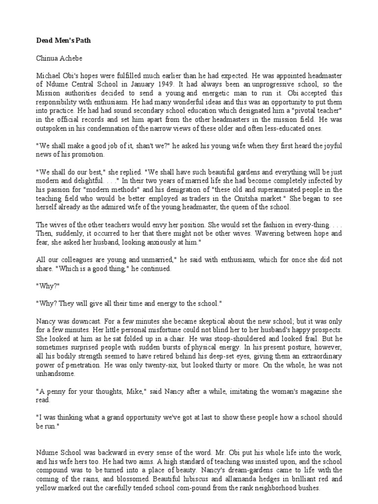 Chinua Achebe-Dead Men's Path | PDF