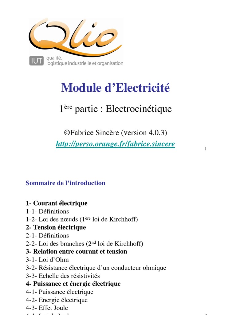 Cours Electricite Intro | PDF