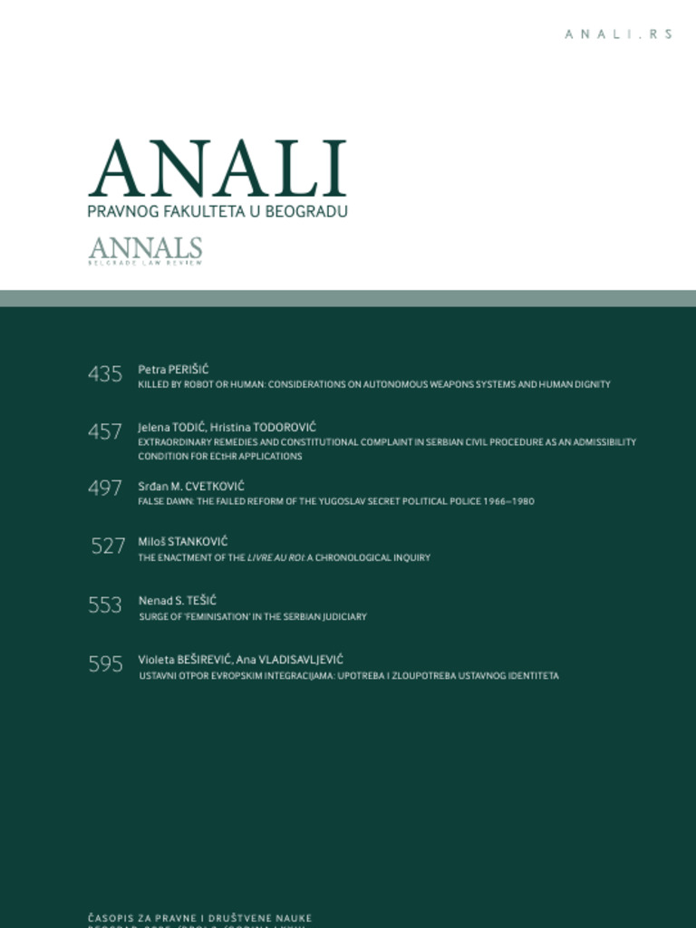 Anali: Pravnog Fakulteta U Beogradu | PDF