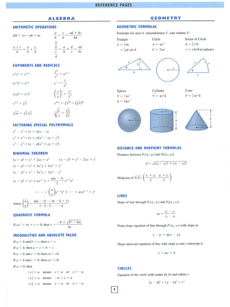 Formula Sheets Pdf
