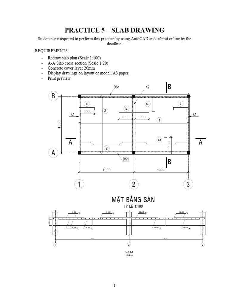 Practice - 5 Slab Drawing (Student Perform This Practice and Submit ...