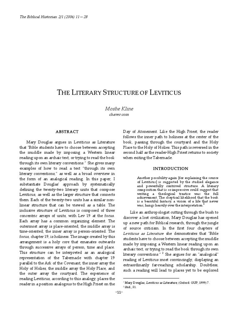 The Literary Structure of Leviticus (TBH) | PDF | Book Of Numbers ...