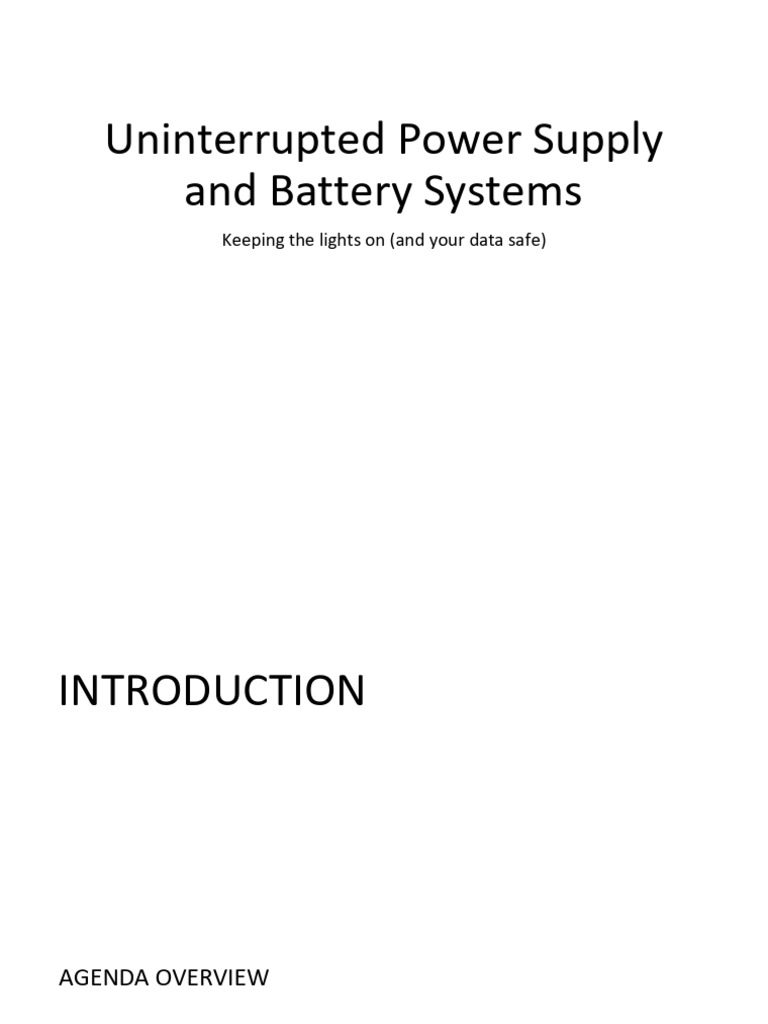 Uninterrupted Power Supply and Battery Systems - Print | PDF | Electric ...