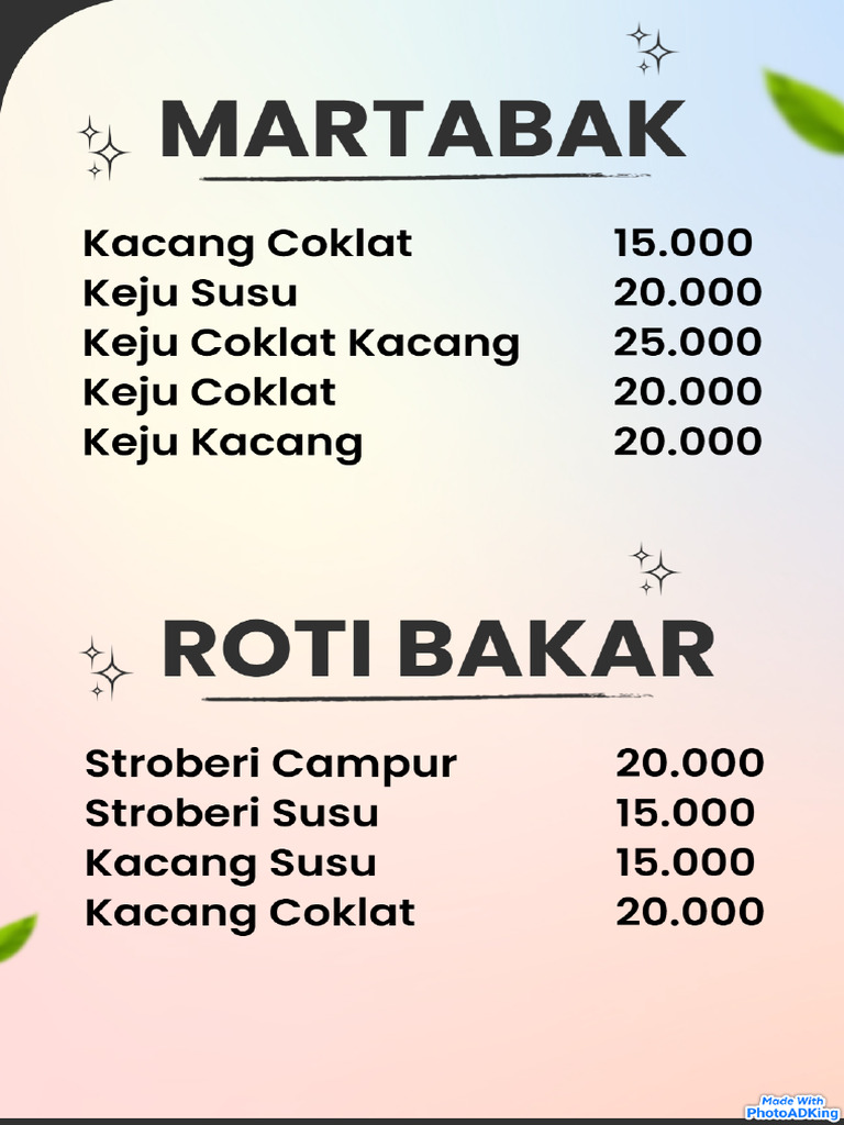 Martabak Menu Templates | PDF