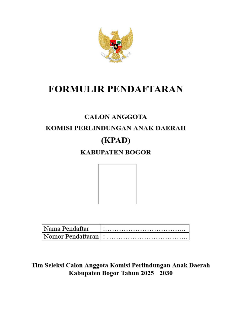 Pendaftaran Anggota KPAD Bogor 2025-2030 | PDF
