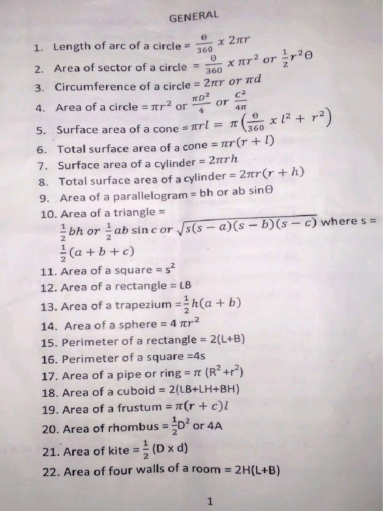 Maths Formulas | PDF