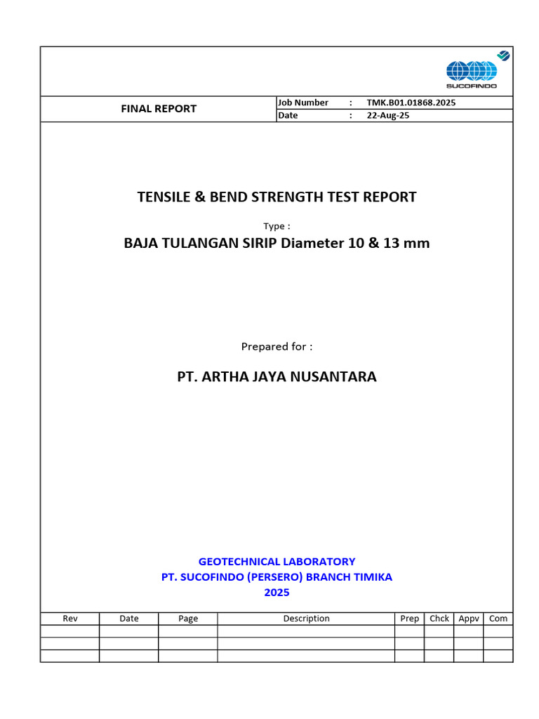 Final Report - Tensile-Bending Test - 10-13mm - 22aug25 - PT Artha Jaya ...