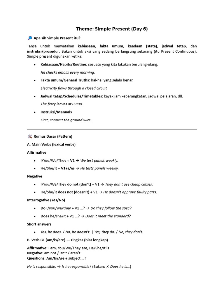 (Day 6 - Topic) Simple Present Tense | PDF | Language Mechanics | Grammar