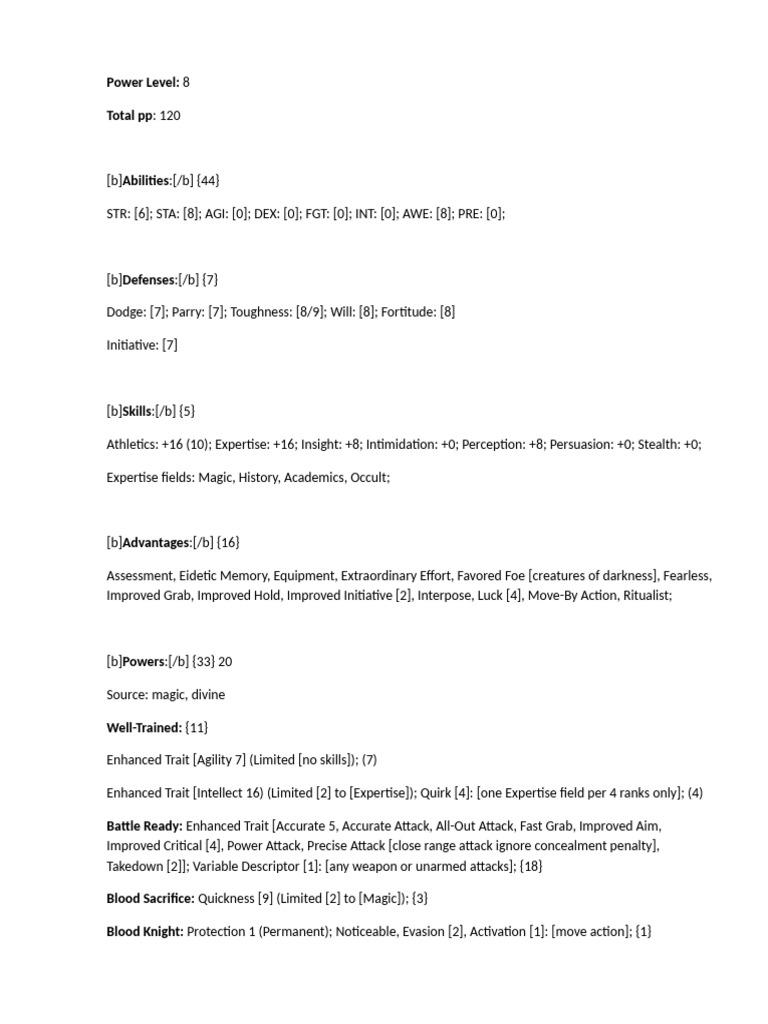 Character Stats and Abilities Overview | PDF