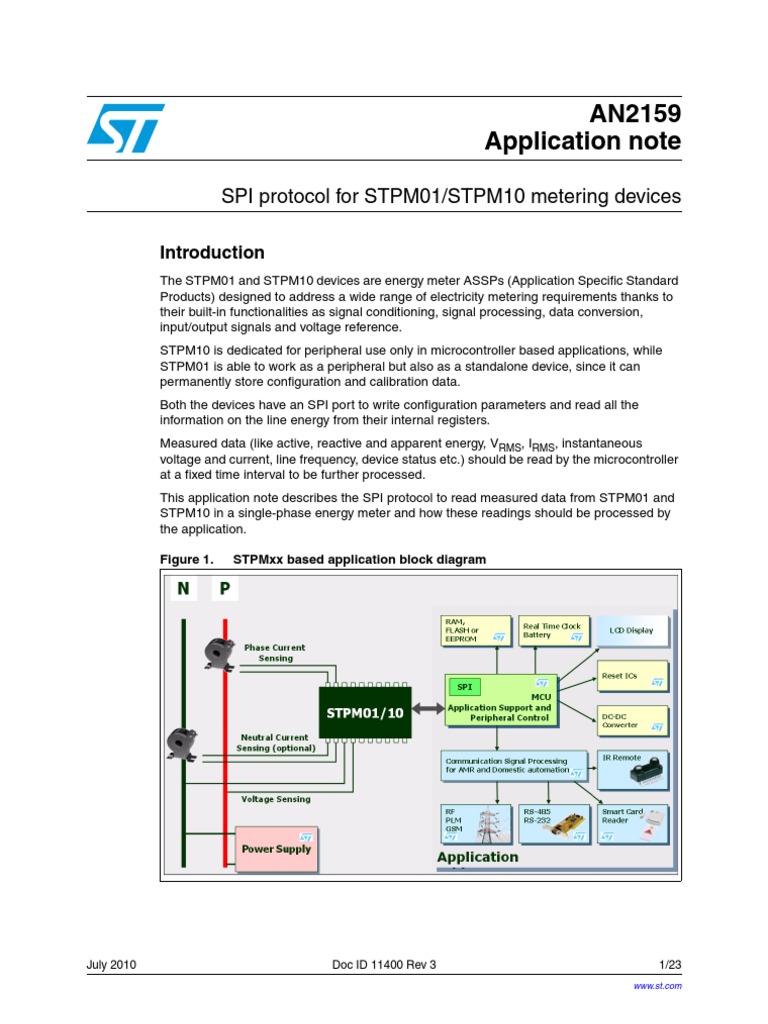 SPI Protocol For STPM01 - STPM10 Metering Devices | PDF | Microcontroller | Electric Current