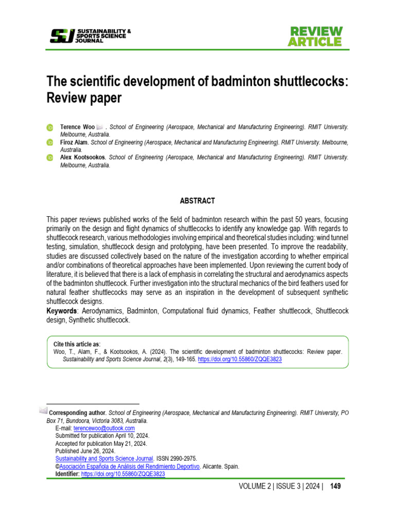Scientific Development of Badminton Shuttlecocks R | PDF ...