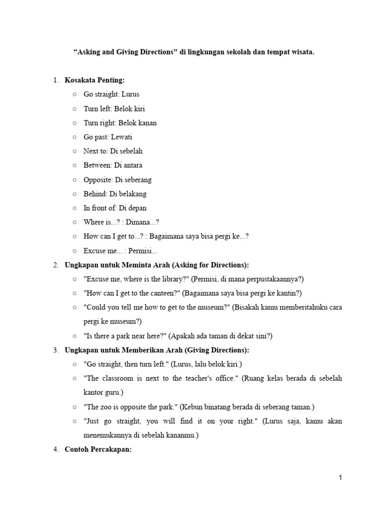 Materi Asking and Giving Direction | PDF