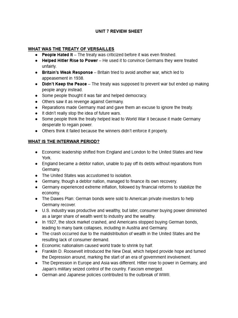 Interwar Period Review Sheet | PDF | Nazi Germany | Fascism