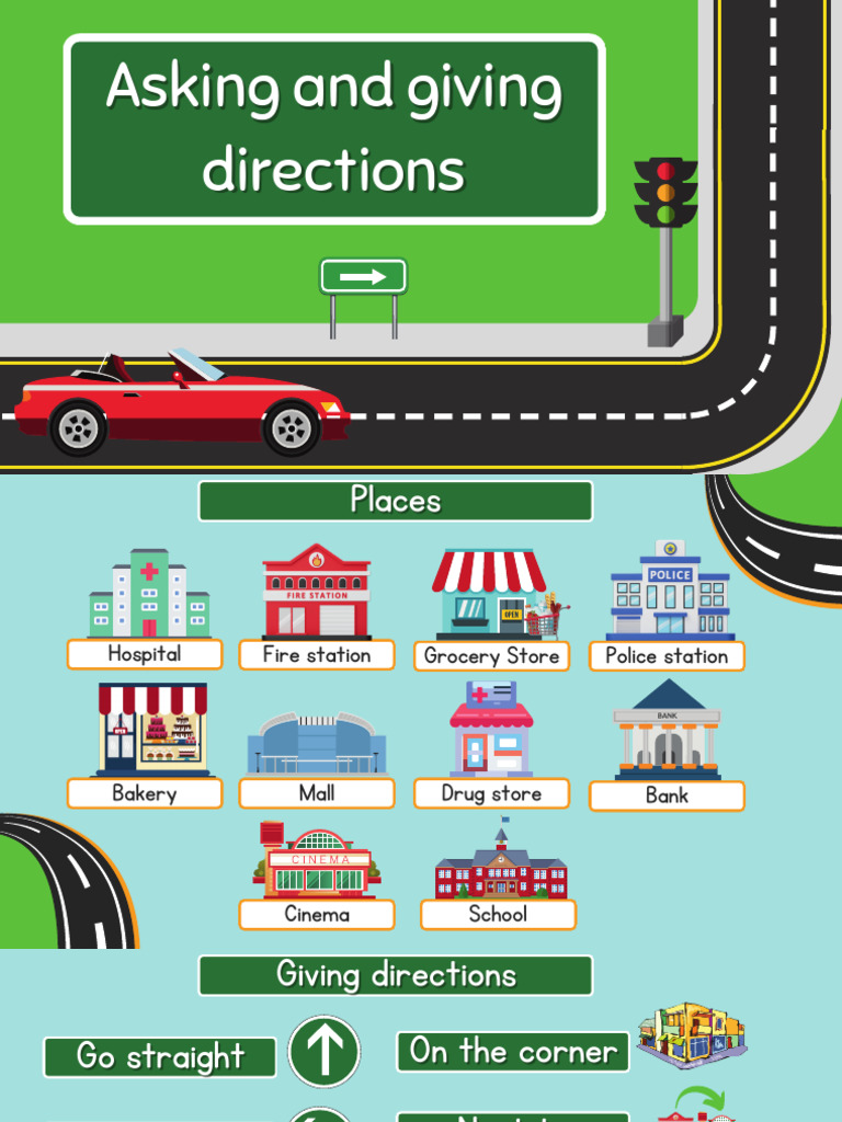 Educational Presentation of Asking and Giving Directions Ilustrated ...