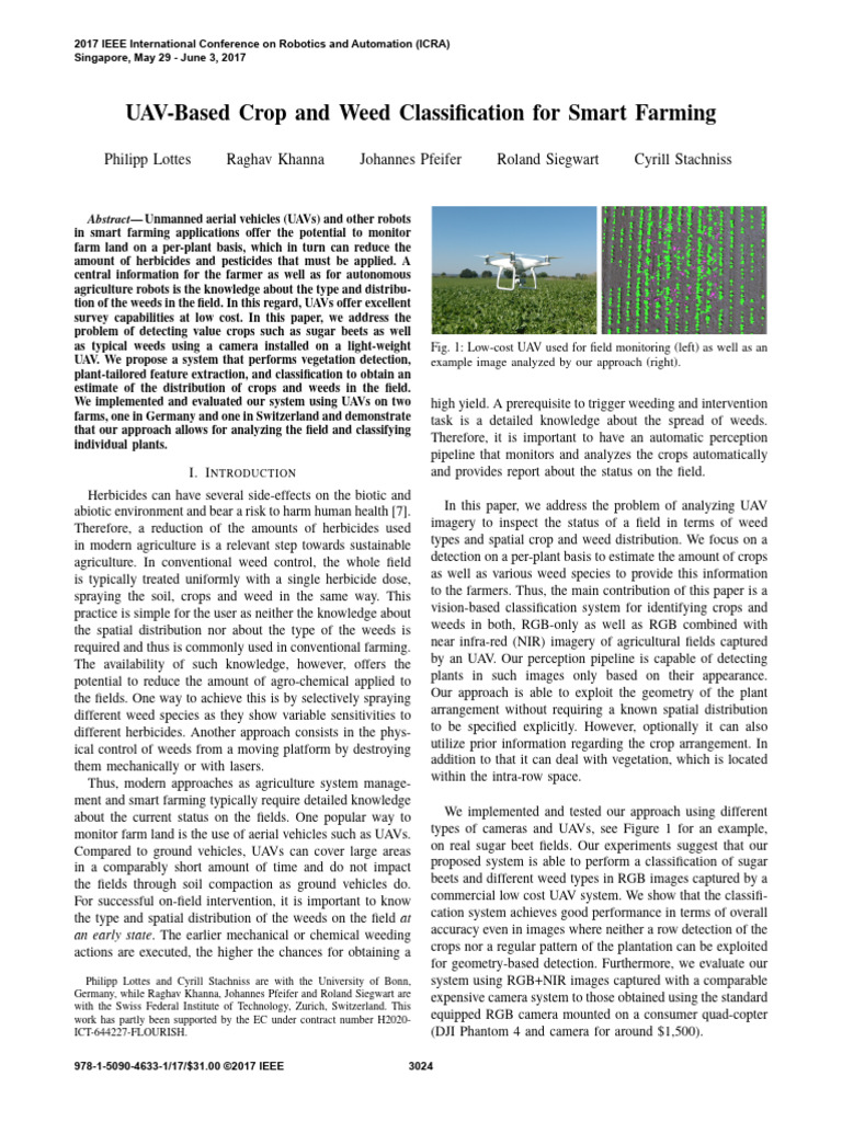 UAV-based Crop and Weed Classification For Smart Farming | PDF ...
