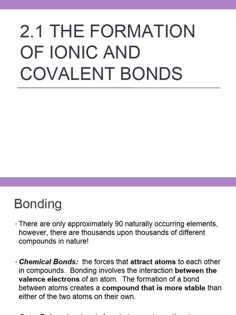 Ionic vs Covalent Bond Formation | PDF | Chemical Bond | Chemical Polarity