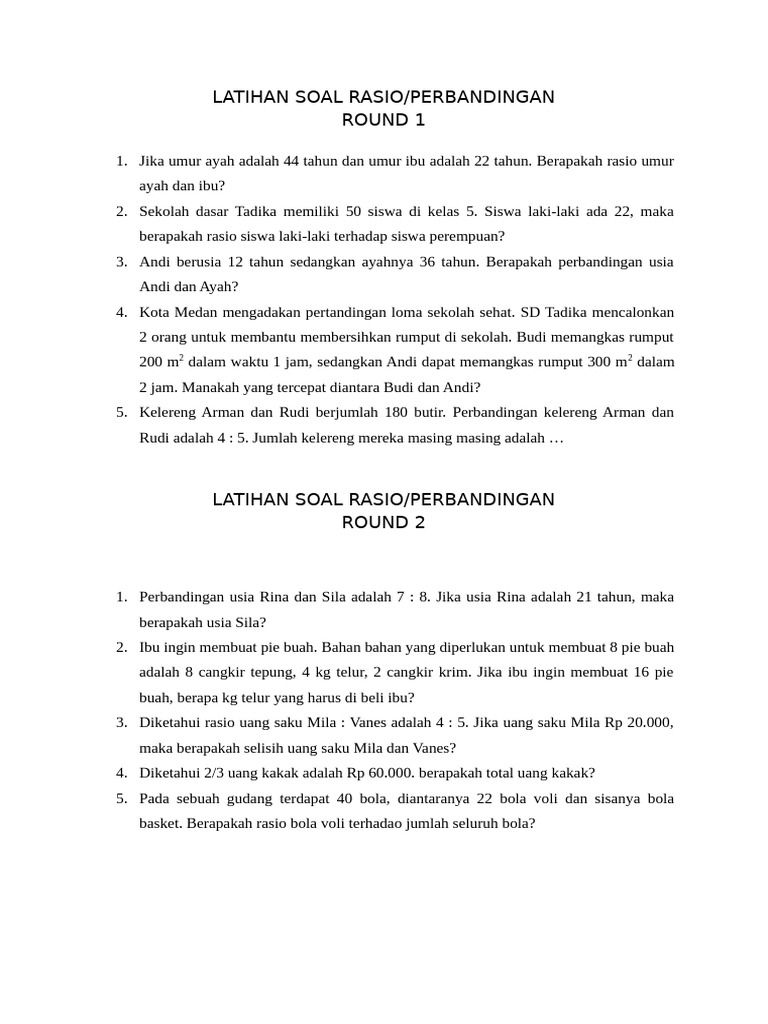 Latihan Soal Rasio | PDF