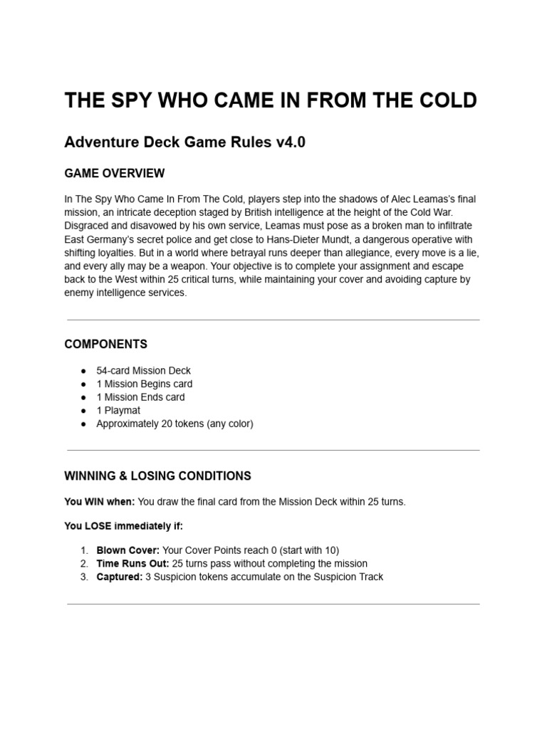 Spy Retheme Rulebook v4 | PDF | Espionage