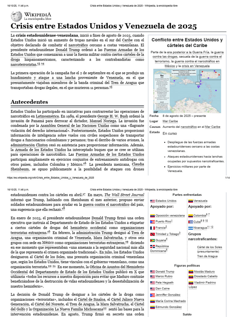 Conflicto EE. UU.-Venezuela 2025 | PDF | Los Estados Unidos | Venezuela