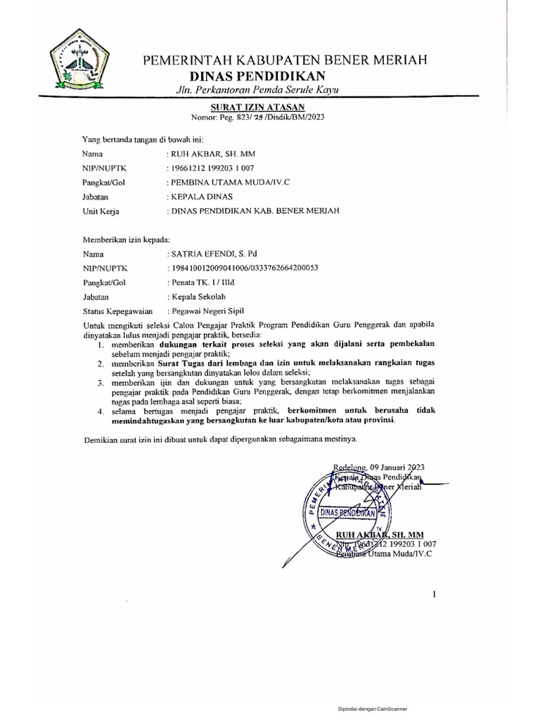 Izin Atasan CPP | PDF