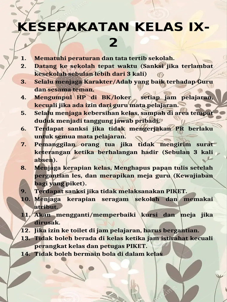 Kesepakatan Kelas | PDF