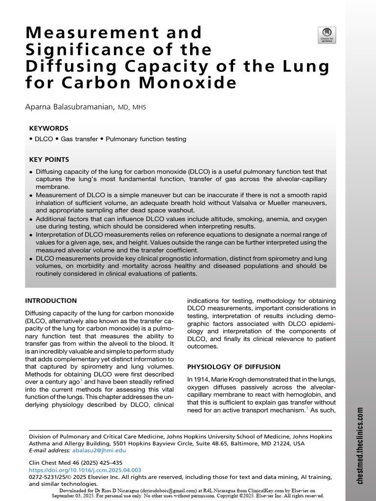 Lung Diffusing Capacity for CO Explained | PDF | Chronic Obstructive ...