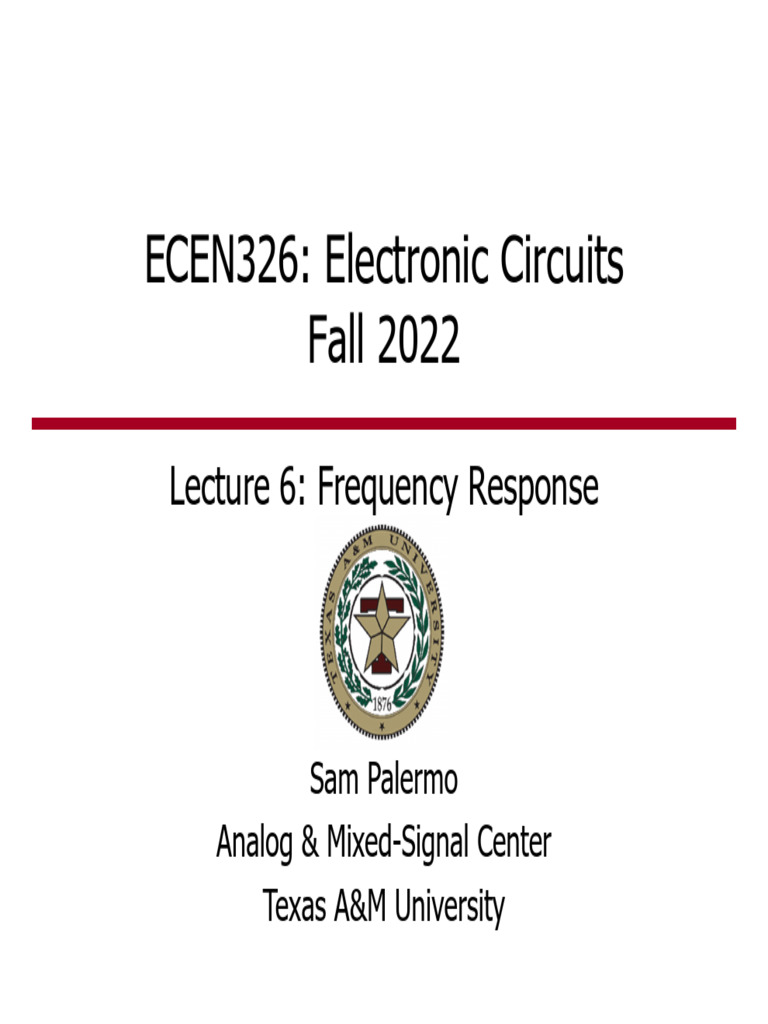 Lecture06 Ee326 Frequency Response | PDF | Field Effect Transistor | Bipolar Junction Transistor