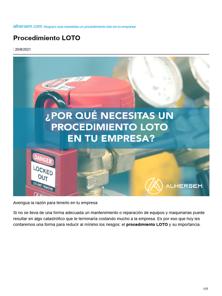Procedimiento LOTO | PDF