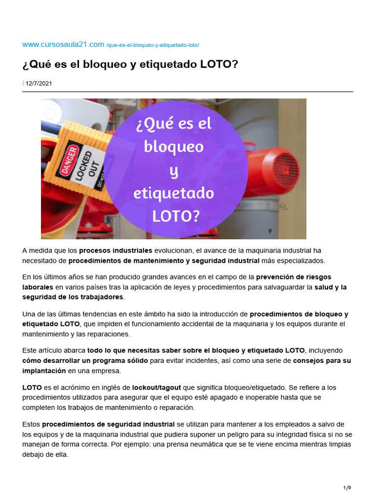 Qué Es El Bloqueo y Etiquetado LOTO | PDF | Valores