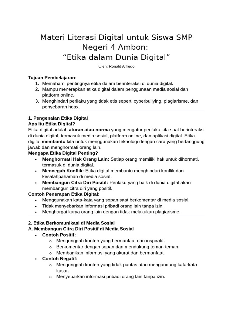 Etika Digital untuk Siswa SMP | PDF