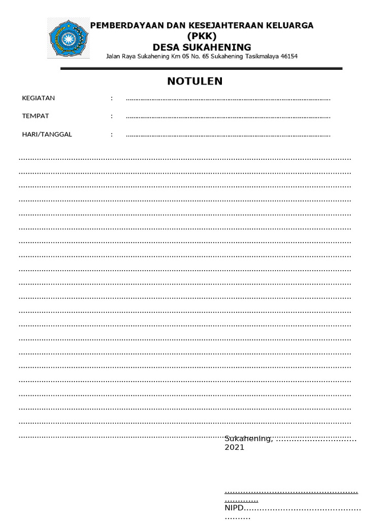 Template Notulen Rapat | PDF