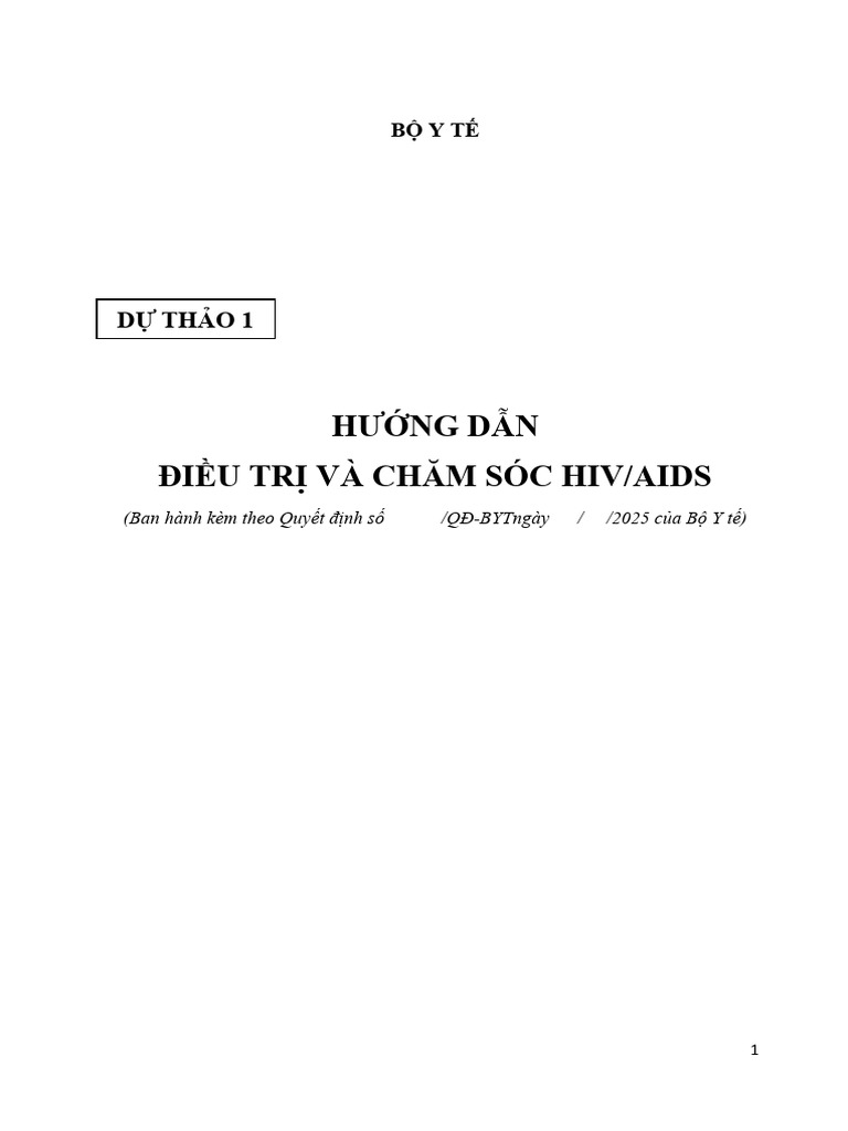 Du Thao 1. Huong Dan Dieu Tri Va Cham Soc HIV (7.10.2025) | PDF