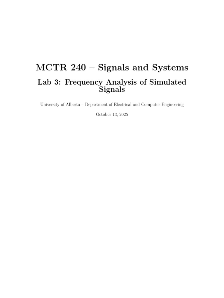 MCTR 240 Lab: Frequency Analysis | PDF | Fourier Analysis | Spectral ...