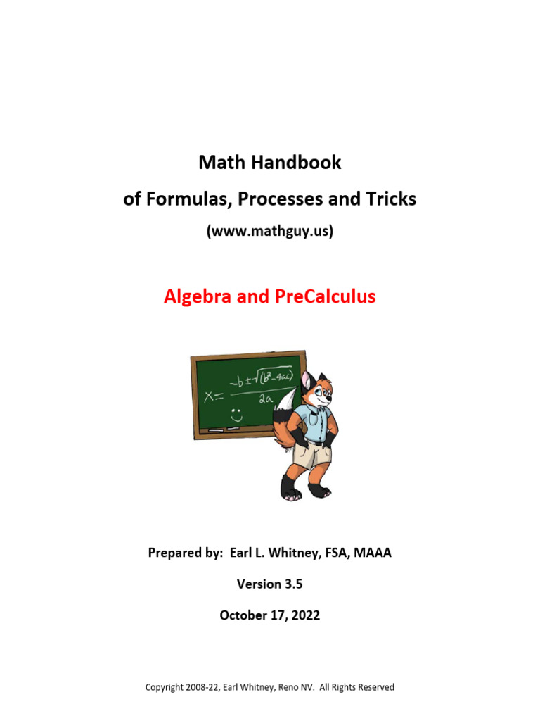 Algebra Handbook | PDF | Cartesian Coordinate System | Matrix (Mathematics)